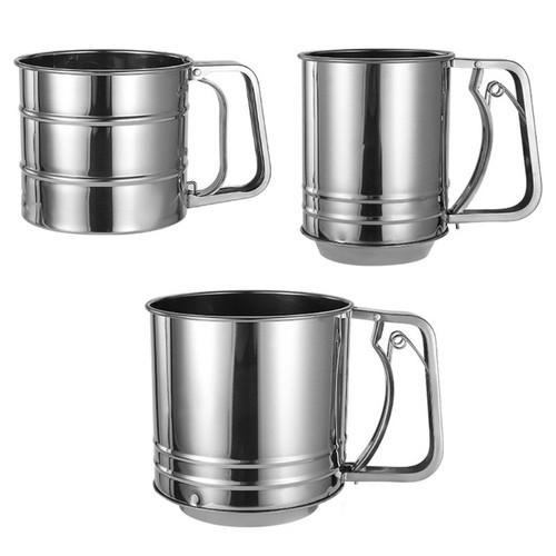 Double Layers Sieve Stainless Steel Baking Sieve Cup Rotating Design ...