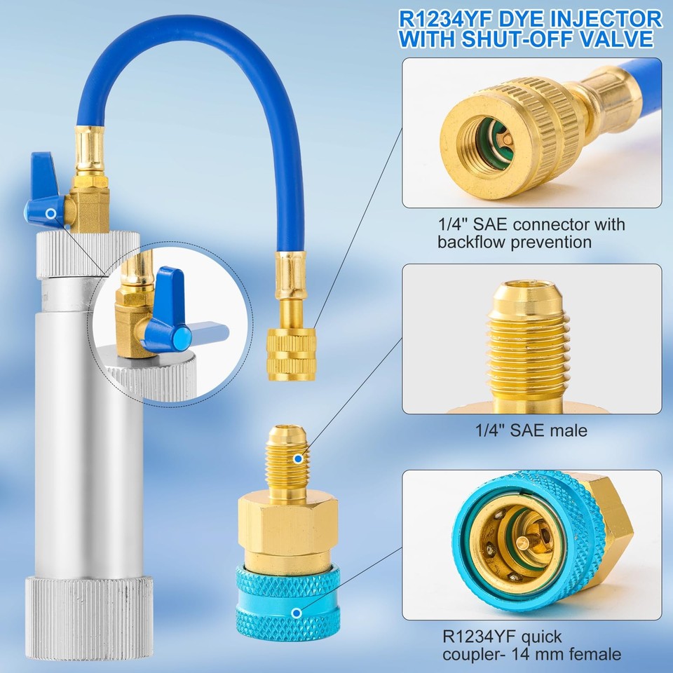 AC Oil Injector Kit for R1234YF R134A R410A, HVAC Dye Oil Injector with ...
