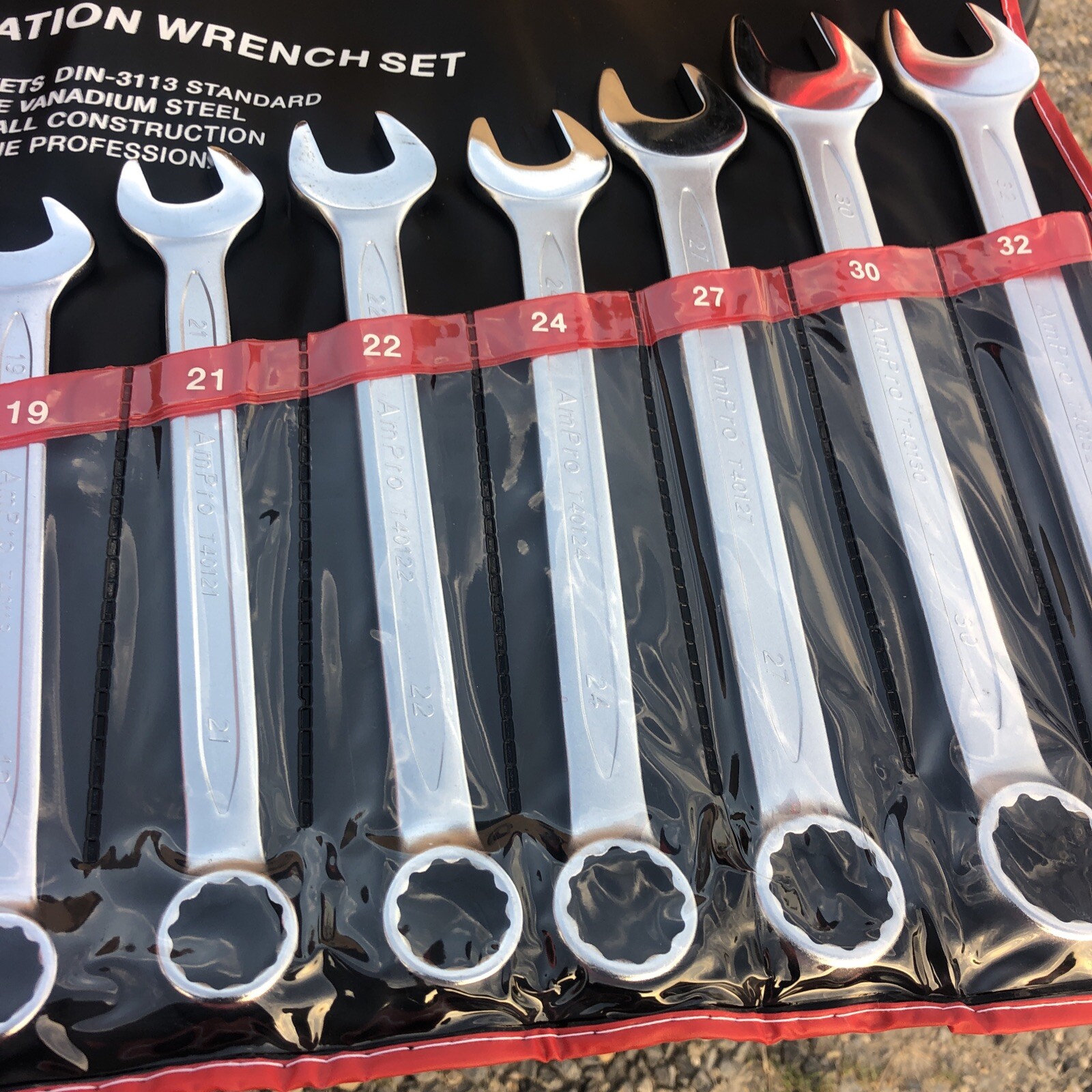 AmPro 14PC Combination Wrench Set Metric 10-32mm SET | T40186 | Open-end Wrench | 0795609401869