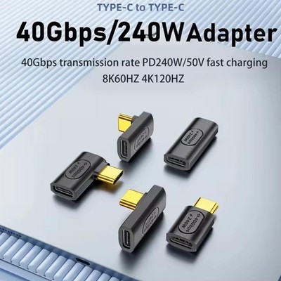 90 Right Angle TypeC to Type-C Adapter USB-C Fast Charging 40Gbps ...