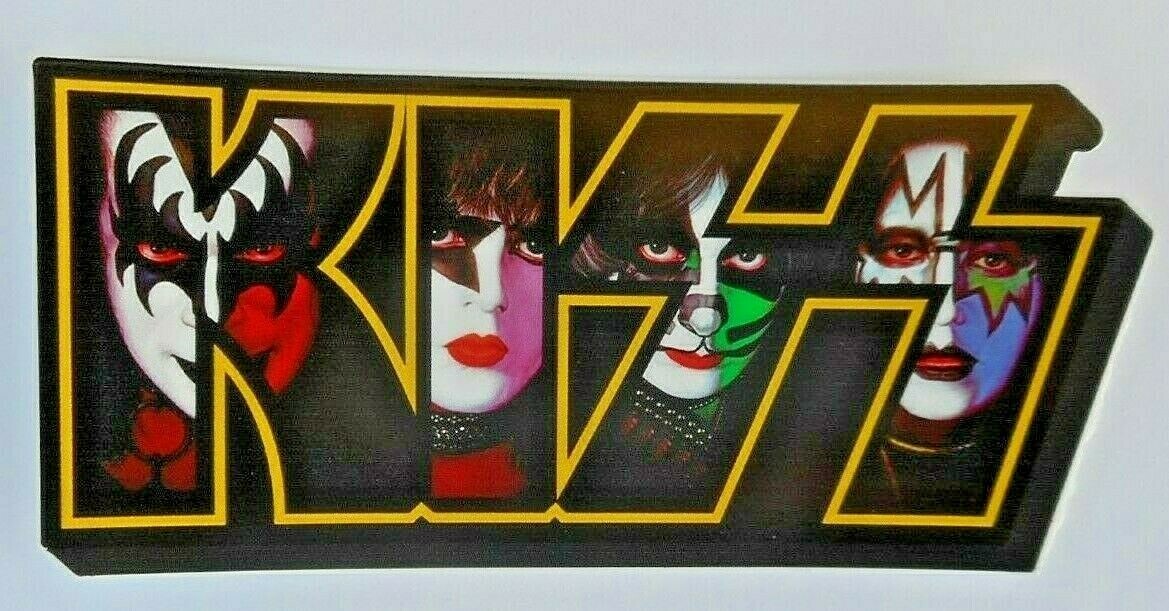 Kiss Logo Sticker/ Decal Classic Kiss Line Up Solo Faces 4.3/4" x 2.1/4 ...