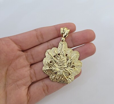 10K Real Yellow Gold Marijuana Leaf Charm Pendant High Weed Gold 10kt ...