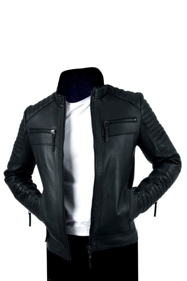 Men's Black Leather Jacket For Men's For Biker Riding, Bomber Jacket | eBay