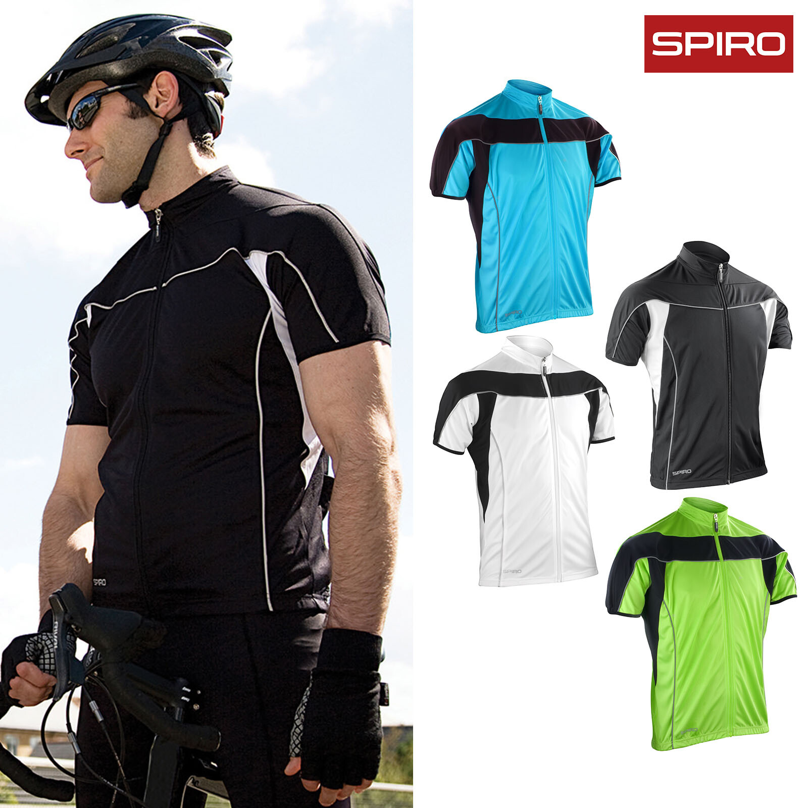 Spiro Men's Bikewear Full Zip Top S188M - Short Sleeve Cycling T-Shirt ...