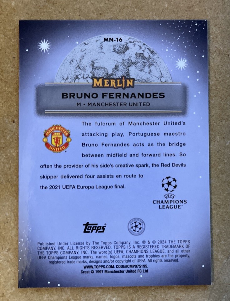2023-24 Topps Merlin Bruno Fernandes Mystic Nights Refractor #MN-16 Man ...