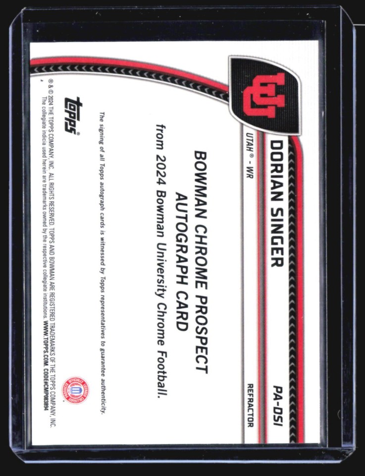 2024 Bowman Chrome U Dorian Singer Auto Refractor /299 #PA-DSI | eBay