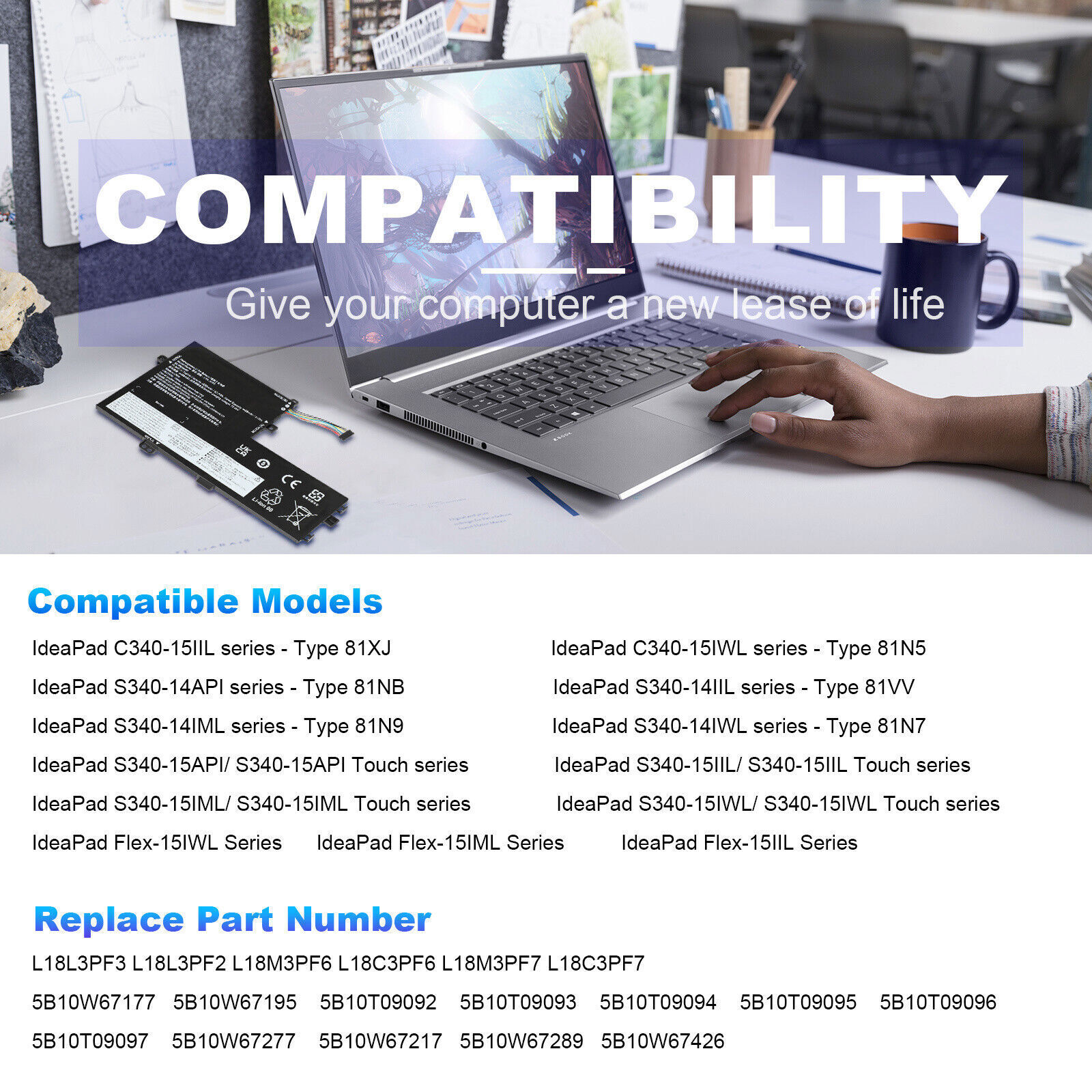 L18L3PF3 L18C3PF7 Battery For Lenovo Ideapad S340-14 S340-15 L18L3PF2 L18M3PF6 | eBay