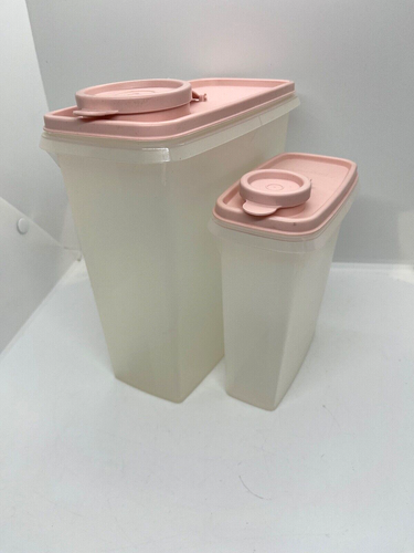 Vintage Tupperware 2 Pink Storage Canisters 20 Cup & 7 Cup With Lids ...