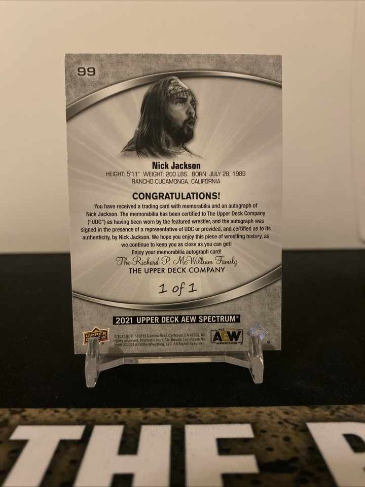 2021 Upper Deck AEW Spectrum Nick Jackson Autograph Logo Patch Auto ...