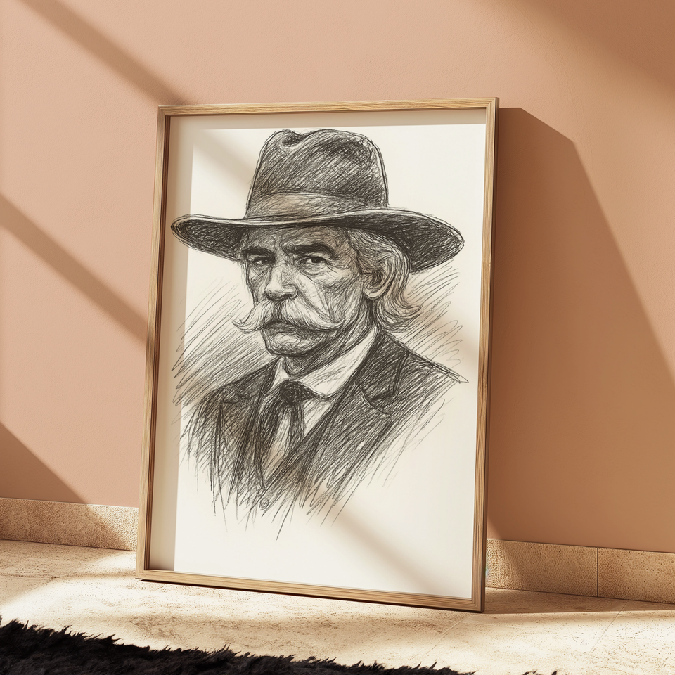 TOMBSTONE SAM ELLIOTT DRAWING PORTRAIT SKETCH PRINT WESTERN WALL ART ...