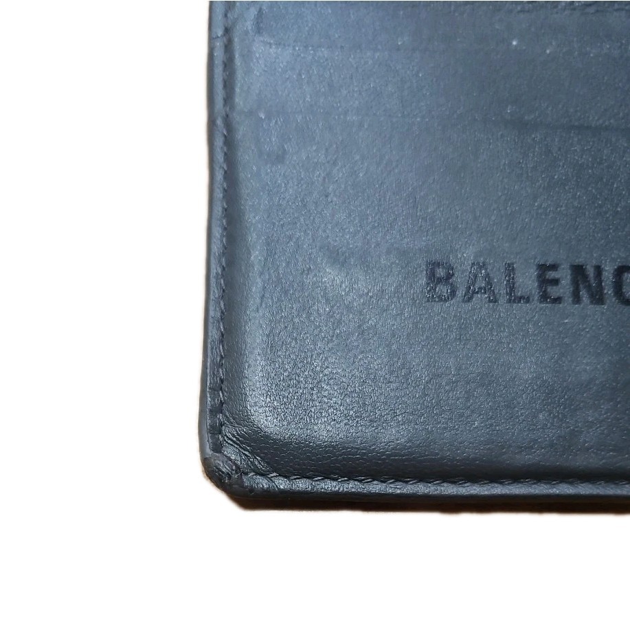 EGA BALENCIAGA Logo Leather Card Case Gray | eBay UK