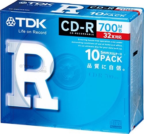 TDK Data CD-R 700MB 32x White Label (Non-Printable) 5mm Plastic Case 10 ...
