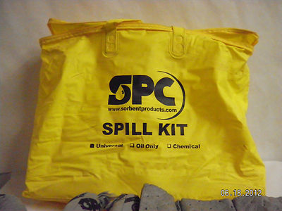 PARTIAL SPC Spill Kit Universal With Carrying Case 10 14x19" Pads 2 3 1 ...