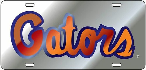 UF UNIVERSITY OF FLORIDA Silver Mirrored GATORS License Plate / Car Tag ...