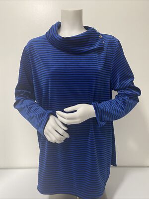 NWT Laura Scott Women's Plus Blue Striped Velour Long Sleeve Turtleneck ...