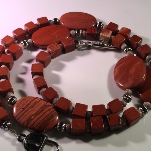 Necklace Red Jasper 22" Heart Lock & Key Excellent | eBay