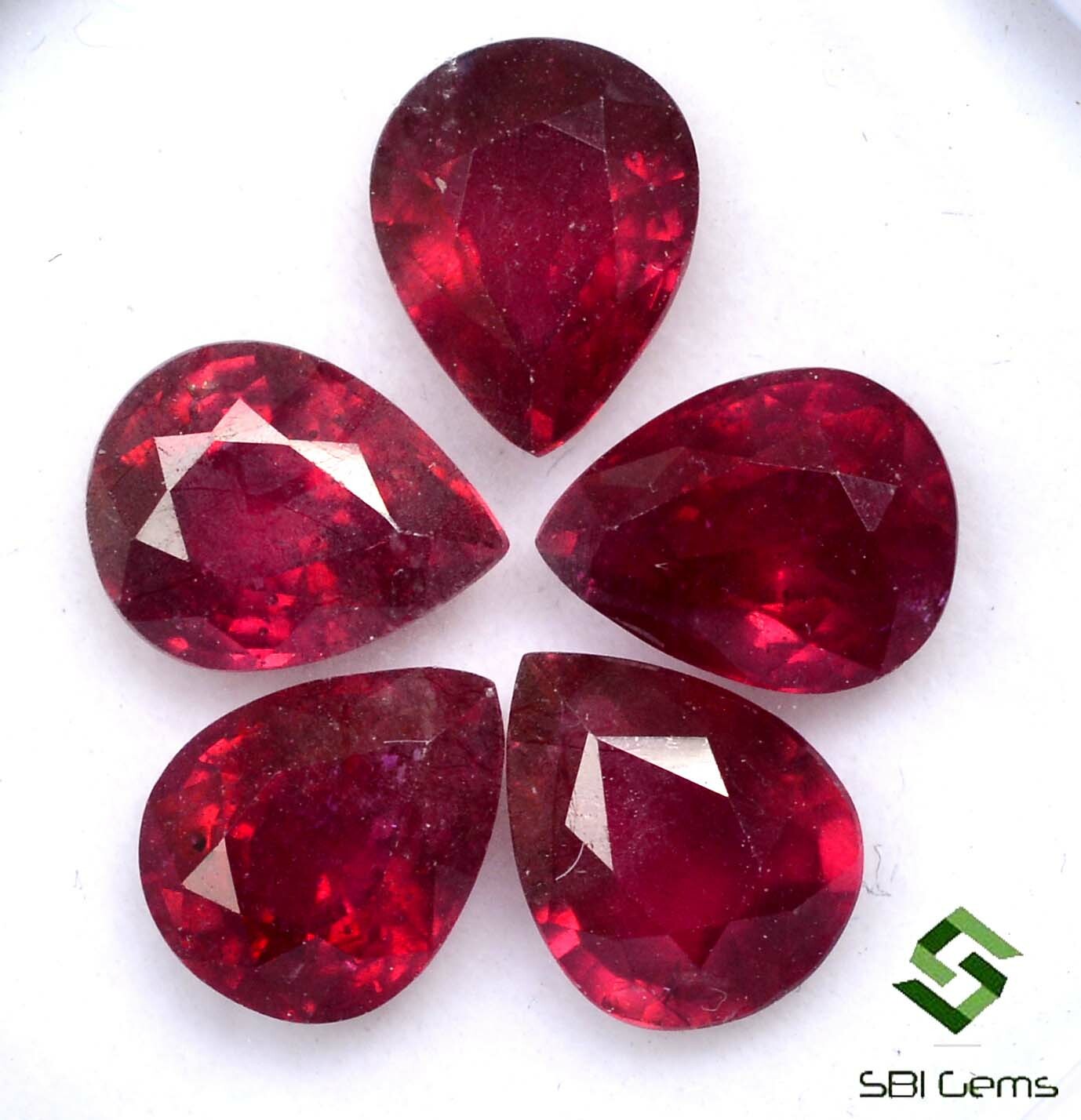 Natural Ruby Pear Cut 9x7 mm Lot 05 Pcs 11.79 Cts Calibrated Loose ...