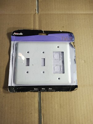 Amerelle White Large Wall Switch Cover 2 t1r ,for 2 switches and large ...