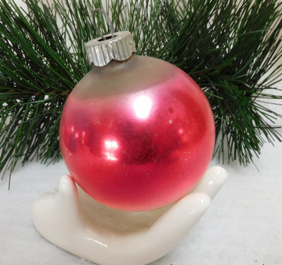 Vtg Christmas Ornament Shiny Brite Ombre raspberry pink cap marked USA ...