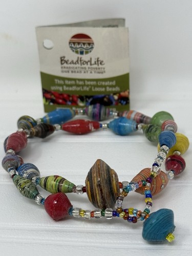 NWT Bead For Life Necklace Multi Color Paper Beads Made In Uganda New ...