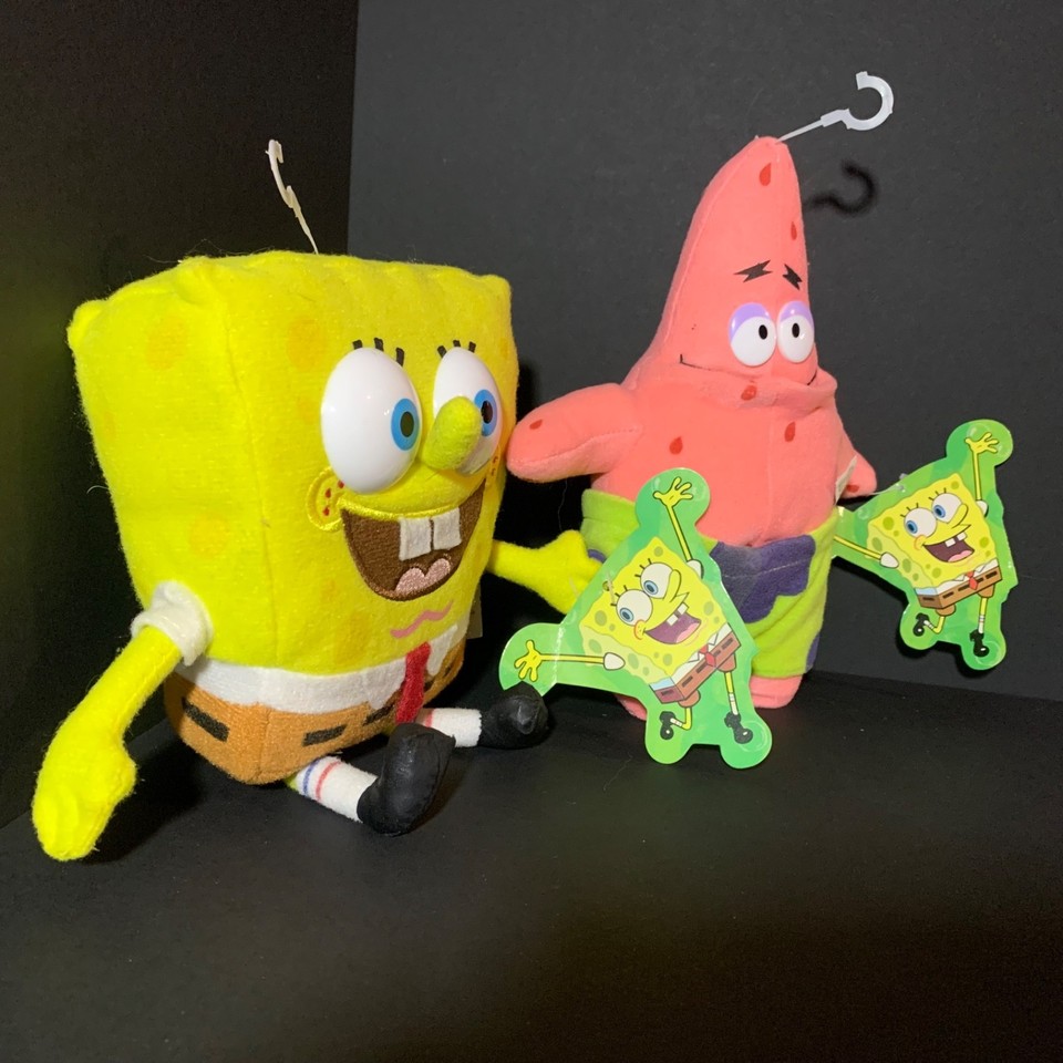 rare Spongebob and Patrick 7" plush lot with tags Colorbok Nickelodeon ...