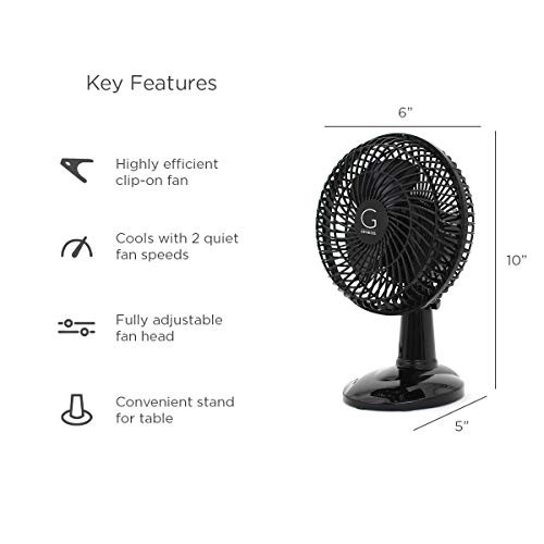 6-Inch Clip Convertible Table-Top & Clip Fan Two Quiet Speeds - Ideal ...