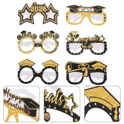 6pcs Graduation Photo Props For 2026, Photo Booth Paper Glasses, Grad ...
