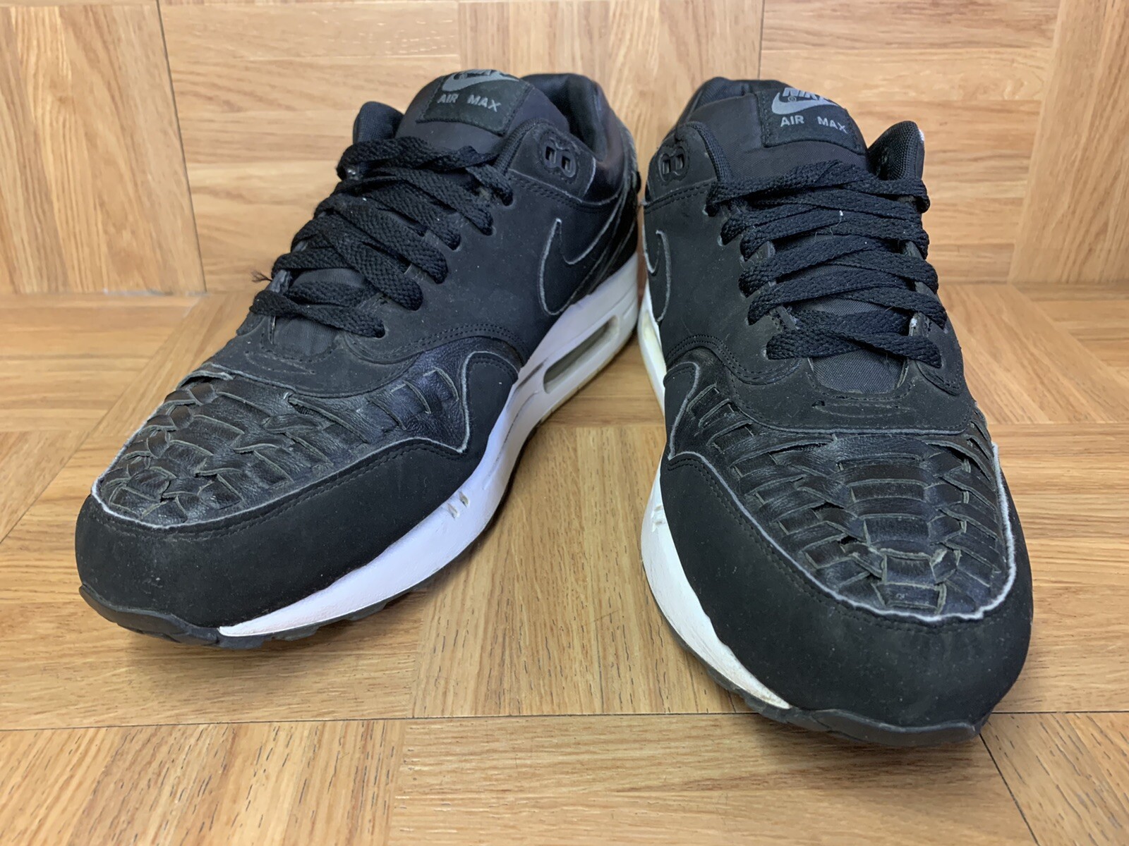 RARE🔥 Nike Air Max 1 Woven Shoes Black Uppers White … - Gem