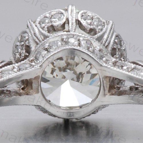 White Round CZ Edwardian Art Deco Engagement & Wedding Sterling Silver ...