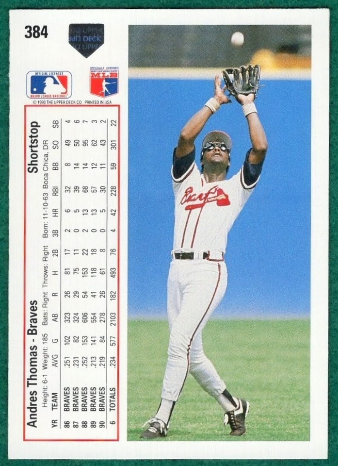 Andres Thomas - 1991 Upper Deck #384 - Atlanta Braves Baseball Card | eBay