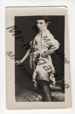 Vintage Risqué Sexy Cheesecake Pinup B&W 4"x3" Brunette Lingerie ...