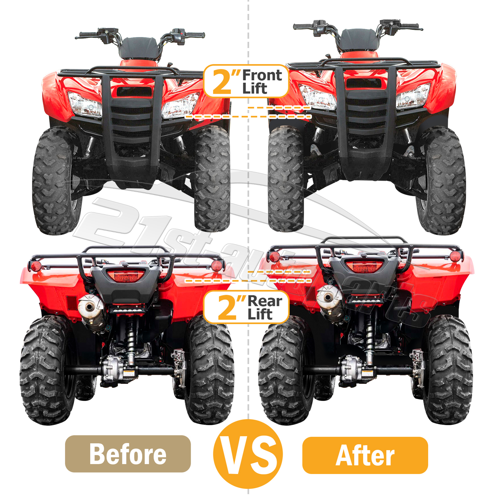 2" Spacers Full Lift Kit For Honda Rancher 420 w/ Straight Rear Axle ...