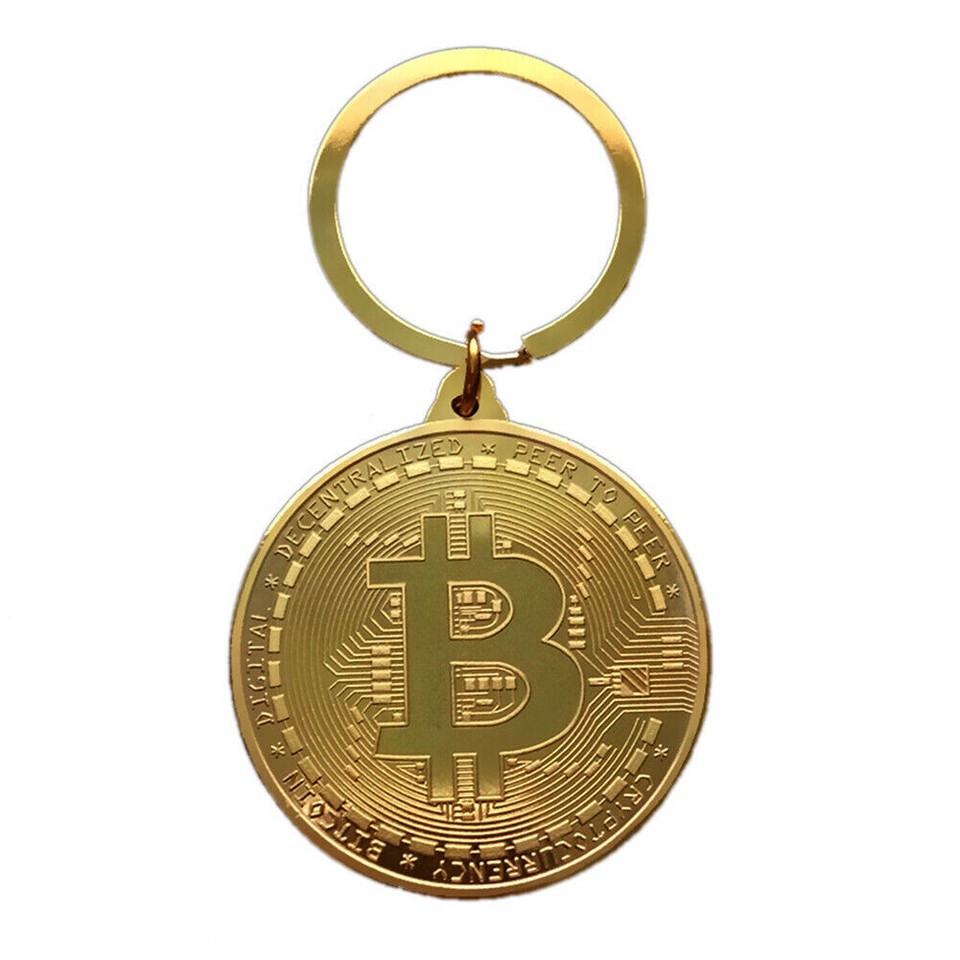 BITCOIN Coin BTC Keychain Keyring Key Fob Pendant GOLD SILVER ROSE GOLD ...