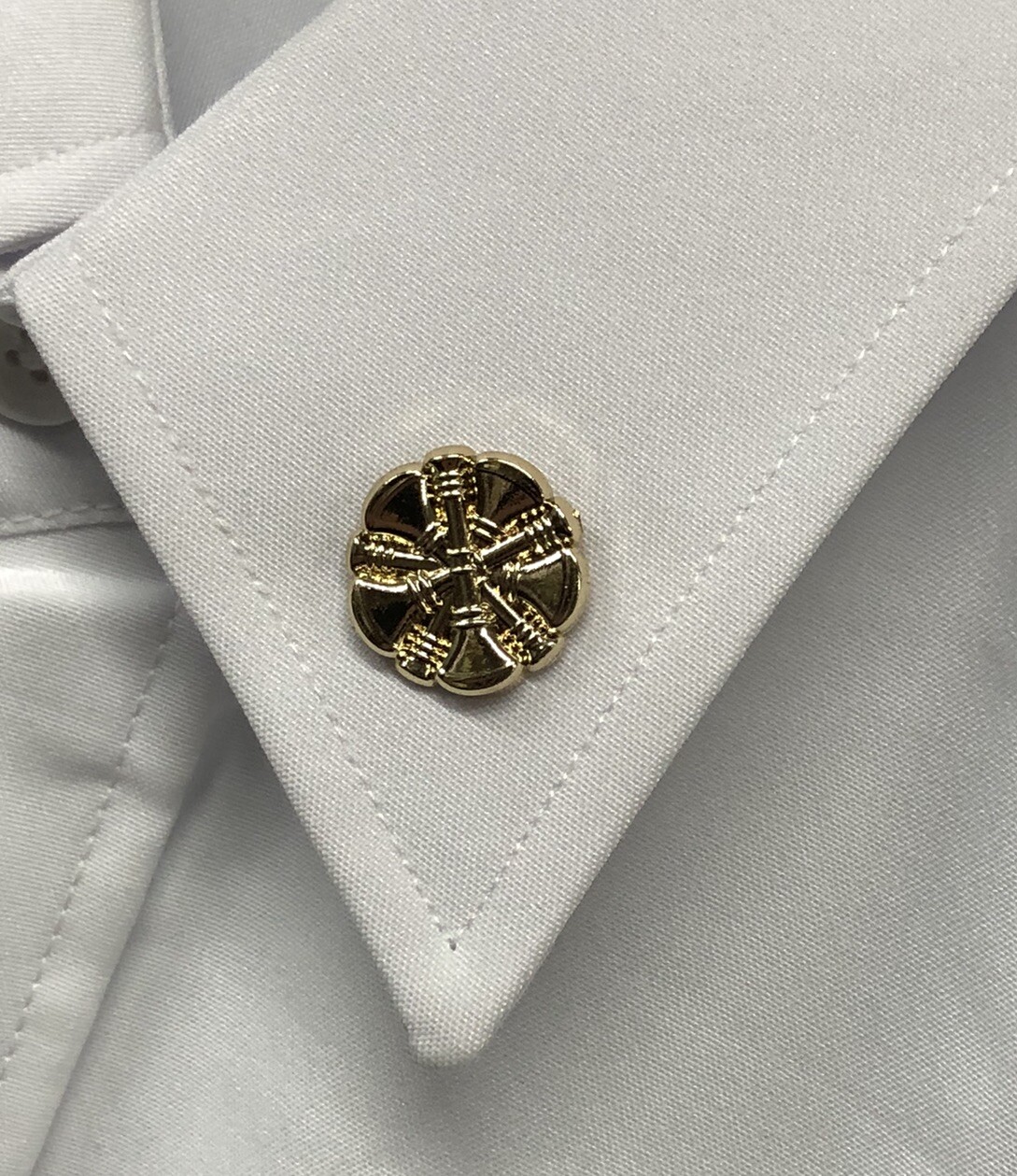 5 Bugles Crossed Gold Fire Chief Pair Collar Pins Rank Insignia FD ...