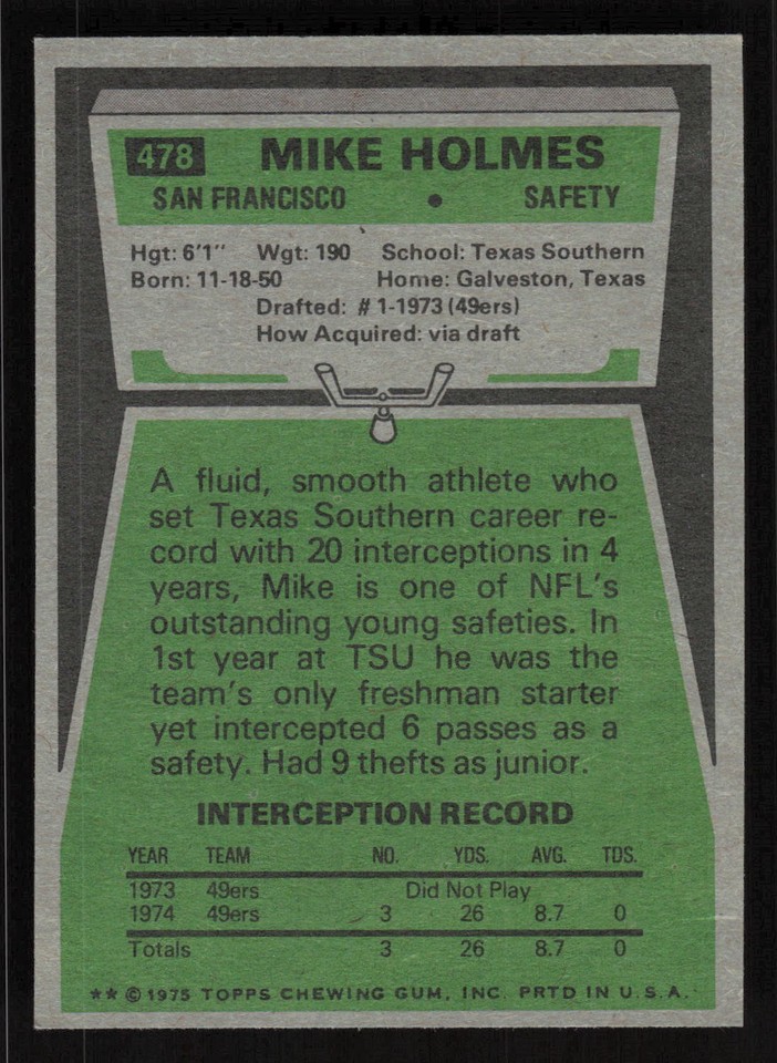 1975 Topps #478 Mike Holmes Card TCCCX | eBay