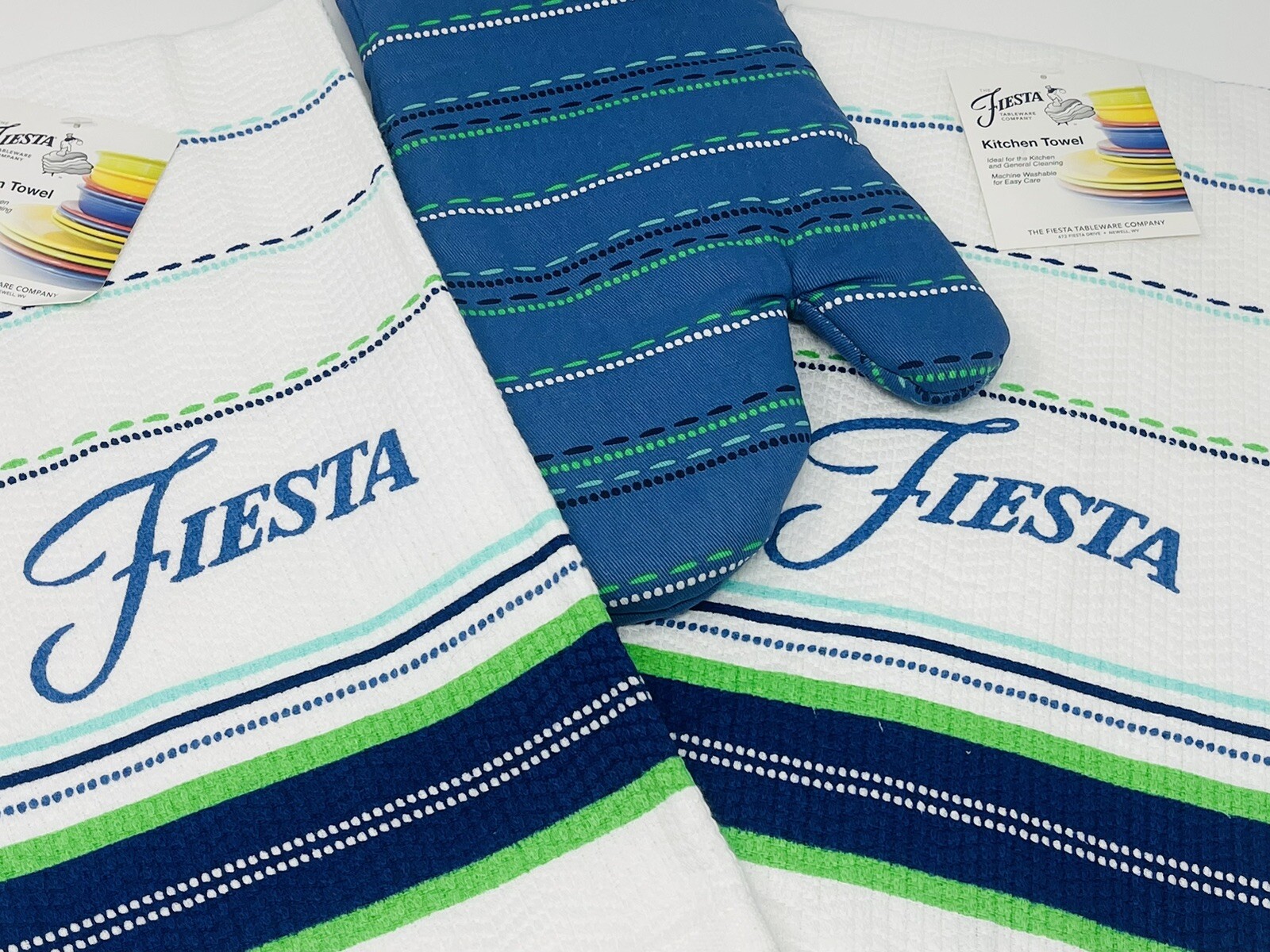Set of 2 Fiesta Logo Kitchen Towel and Matching Oven Mitt Pot Holder ...