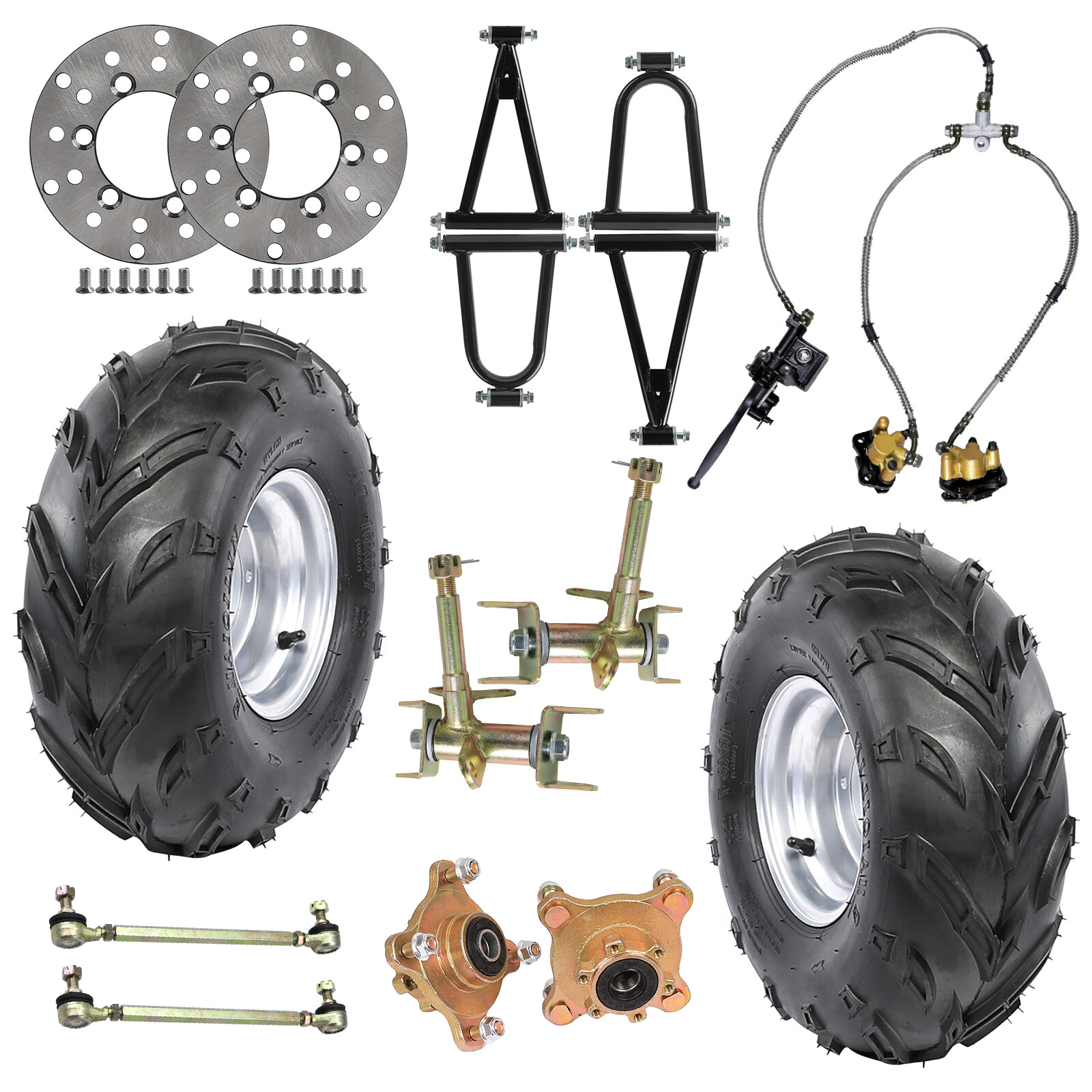 Go Kart Front Suspension Swingarm Wheels Hub Disc Brake Kit ATV 110cc ...