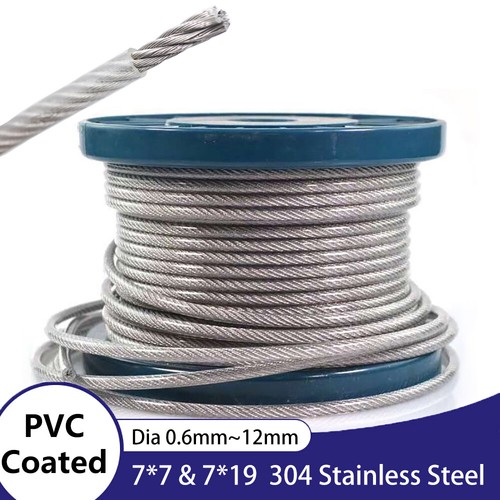 Clear PVC Plastic Coated Rope Wire 7*7 & 7*19 304 Stainless Steel Dia 0 ...