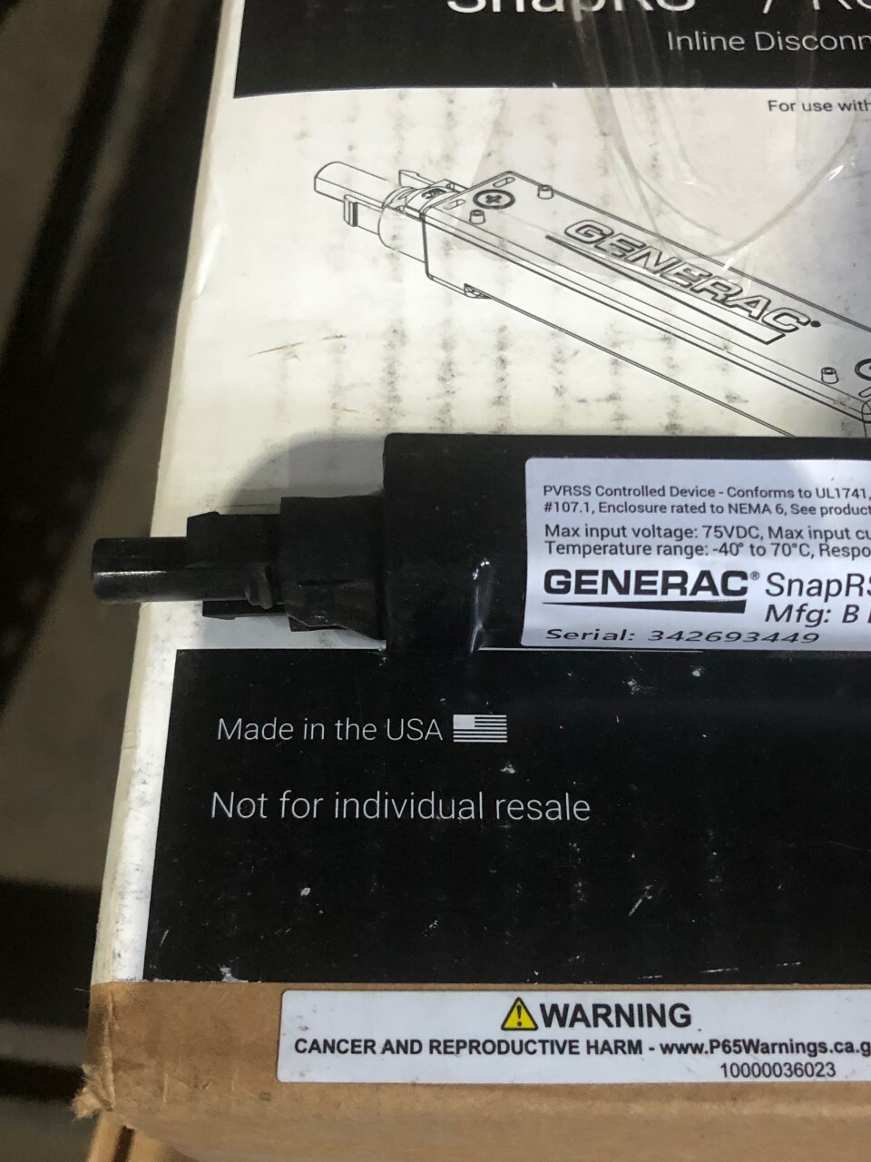 Generac RS801 SnapRS Inline Disconnect Device | eBay