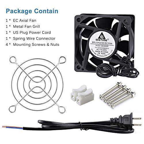 EC Cooling Fan 60mm x 60mm x 25mm AC 110V 115V 120V 220V 240V Dual Ball ...