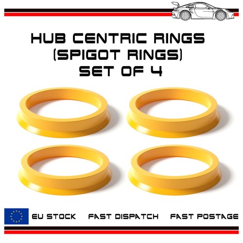 Set of 4 Plastic Car Hub Centric Rings (Spigot Rings) 74.5mm (OD) to 72 ...