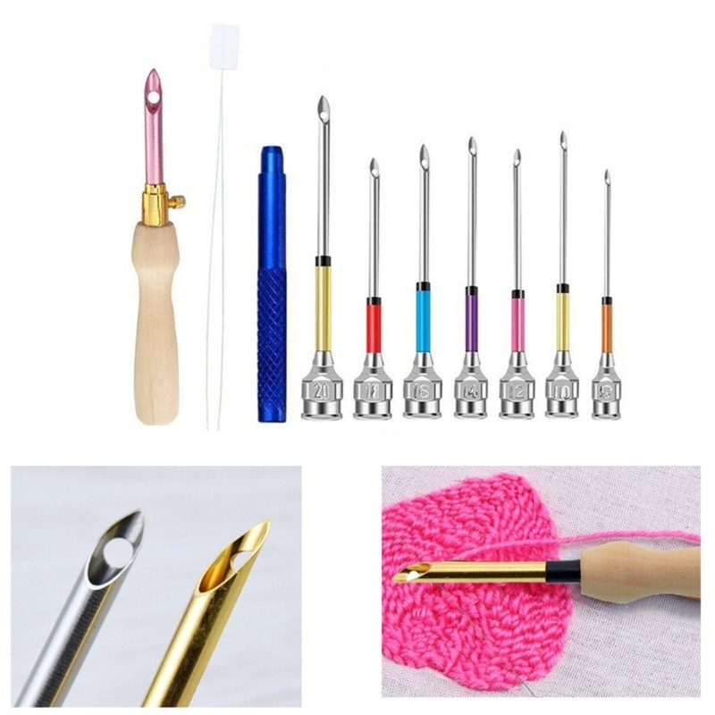 Handle Punching Needle Tool with 7 Size Punching Needle Tip and ...