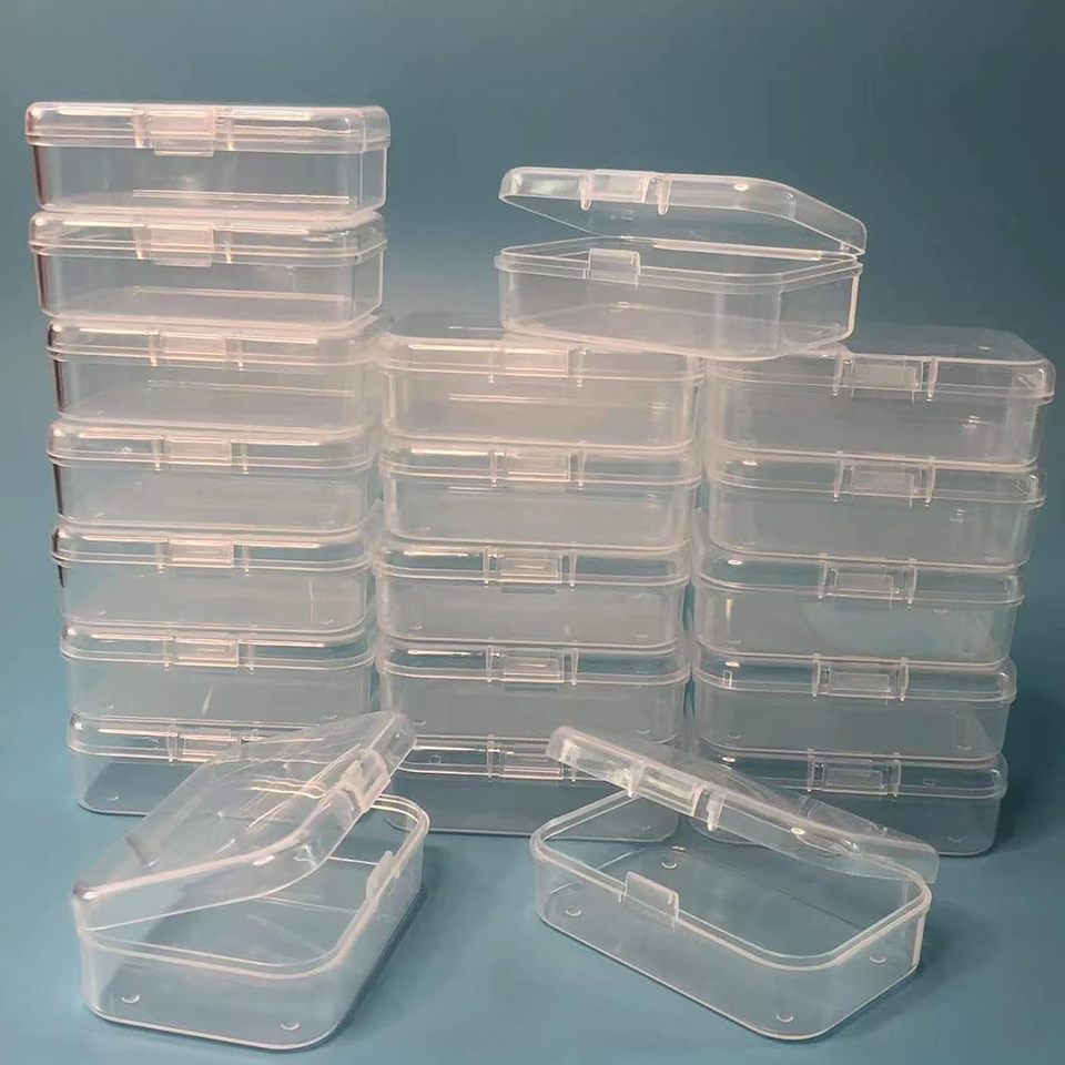 20 Pcs Mini Storage Containers Small Rectangle Plastic Clear Beads ...