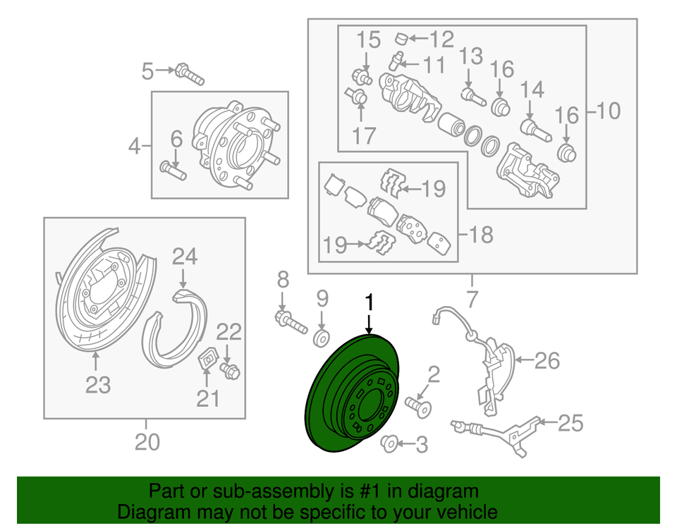 Genuine Kia Disc Brake Rotor Rear 58411-3Q000 | eBay