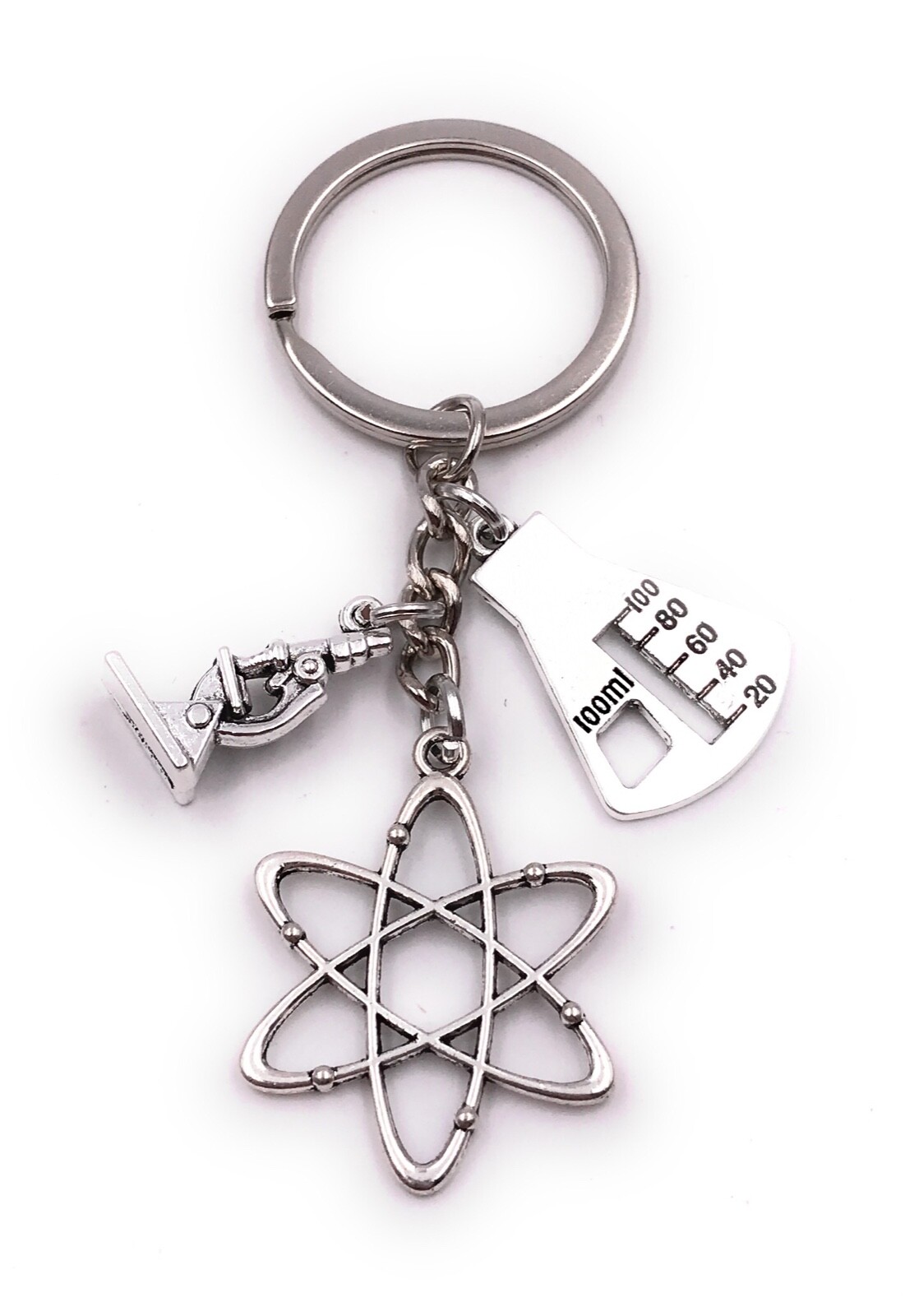 Keychain Microscope Measuring Cup Universe Physics Silver Pendant | eBay