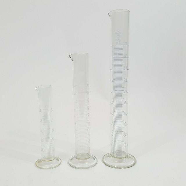 Set of 3 Measuring Graduated Cylinder Lab Glass Chemistry Tubes 25ml ...