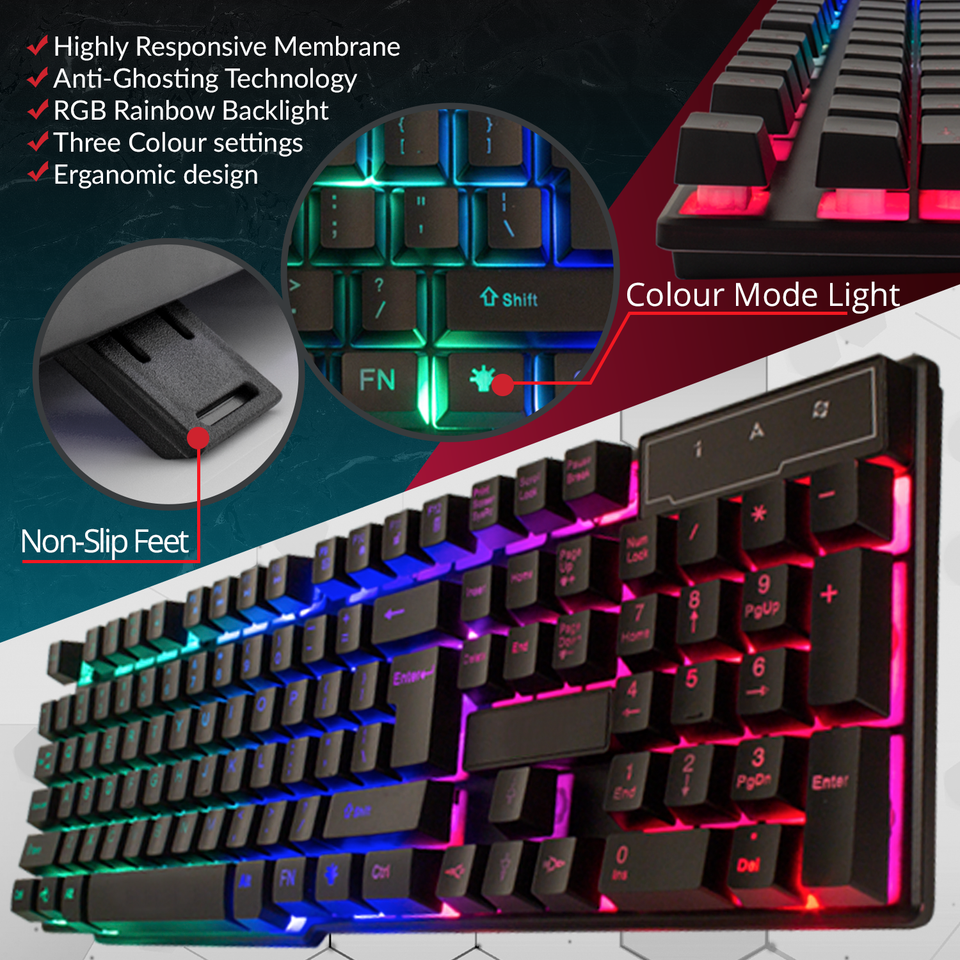 Gaming Keyboard for PS5, Playstation 5 Xbox , PC Gaming LED RGB Backlit ...