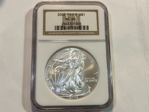 2002 white gem BU American Silver Eagle. NGC MS69 ASE. #mr036 | eBay