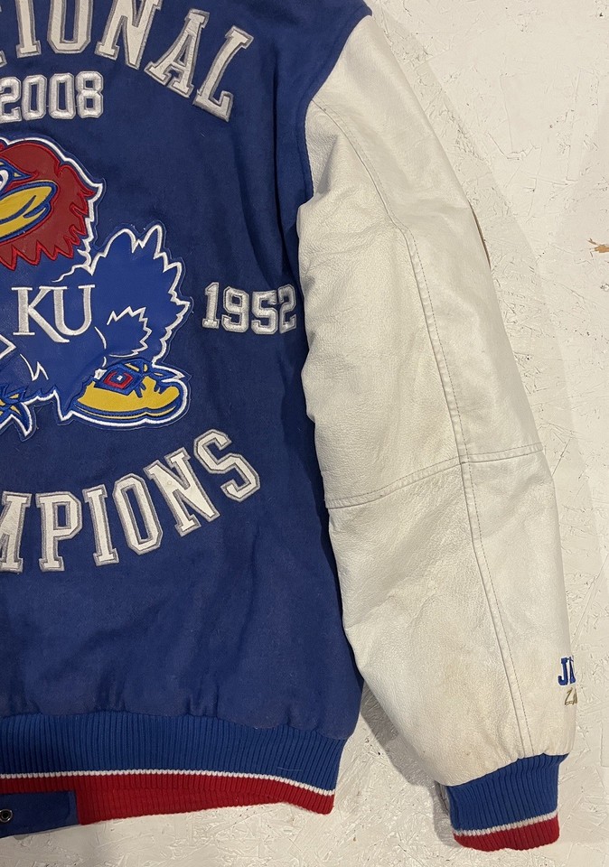 Kansas University KU Jayhawks National Champions 2008 Leather Jacket L ...
