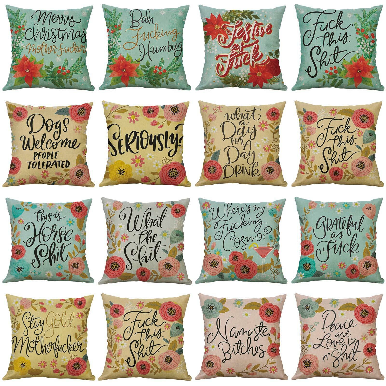Pretty Sweary Art Print Decorative Square 18'' Throw Pillow cases ...